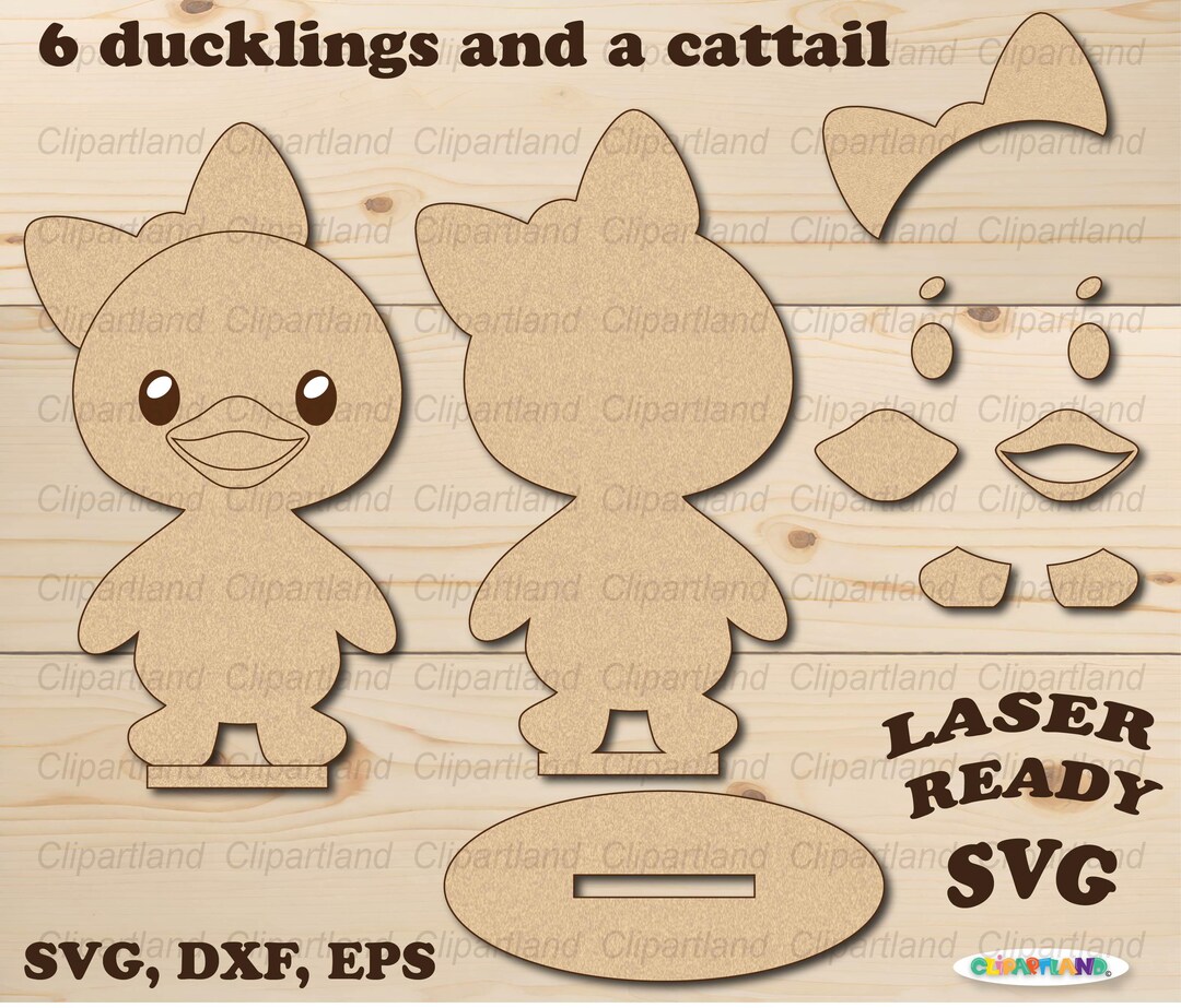 Duckling Shelf Sitter Laser Cut File, Cattail SVG DXF EPS (digital ...