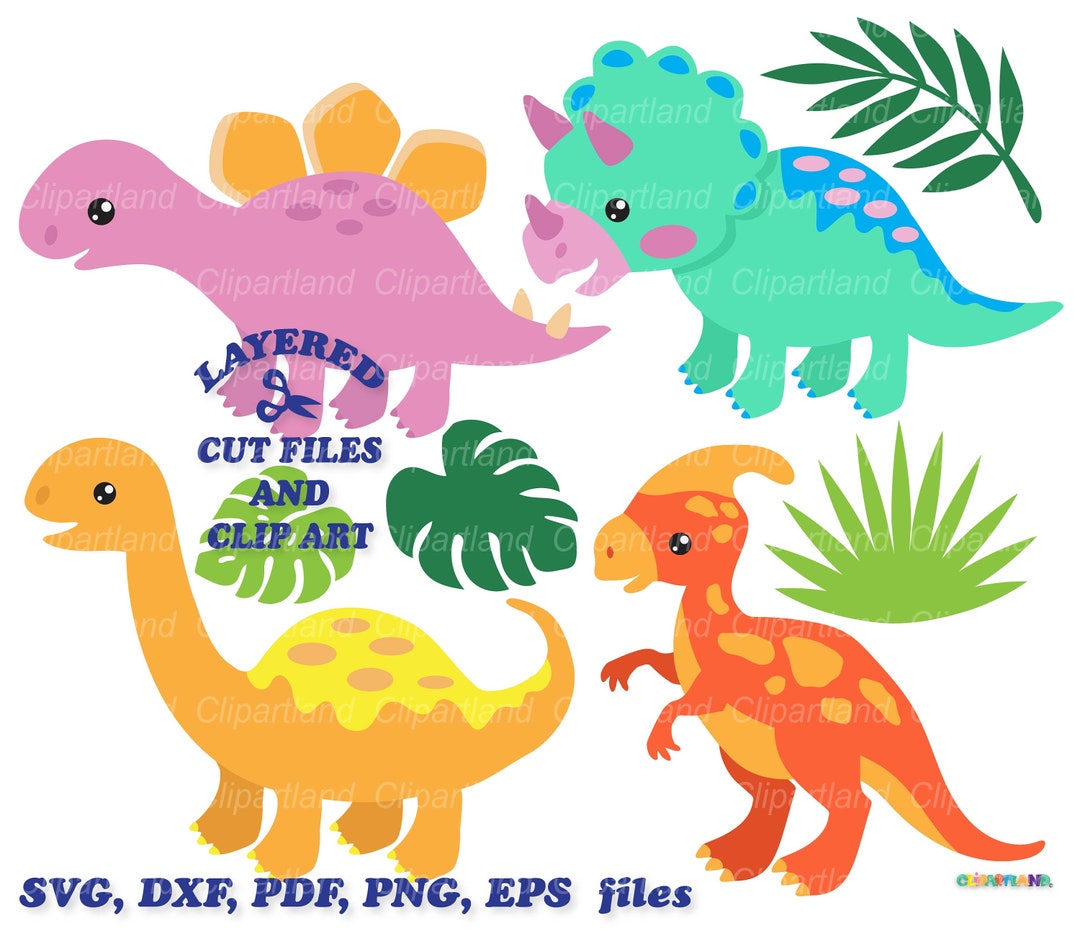 INSTANT Download. Cute Little Dinosaur Bundle Cut File and Clip Art ...