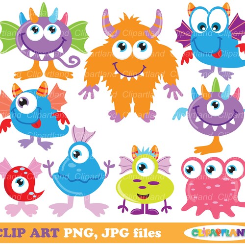 Monster Clip Art Commercial Use Instant Download PNG Little - Etsy