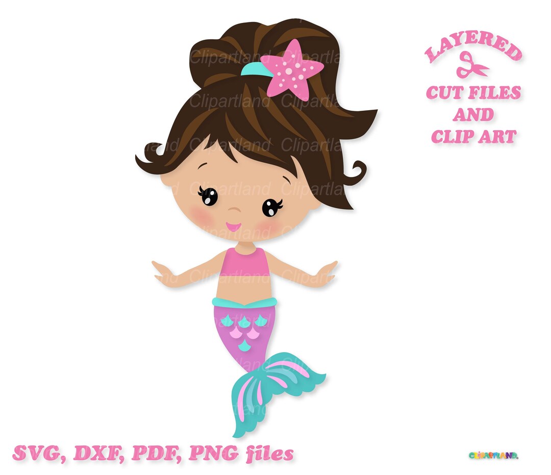 INSTANT Download. Cute Girl Mermaid Svg Cut File and Clip Art. M_54. - Etsy