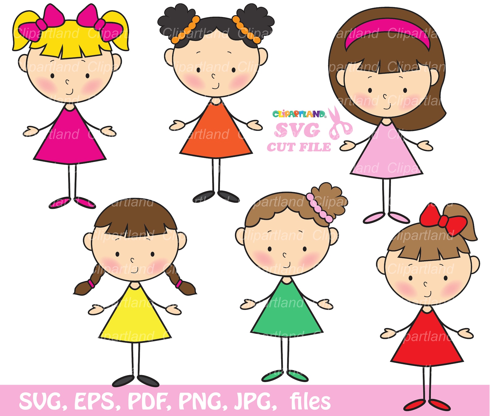 INSTANT Download. Stick Figure Girl Svg Cut Files and Clip Art. Cstg_3 ...