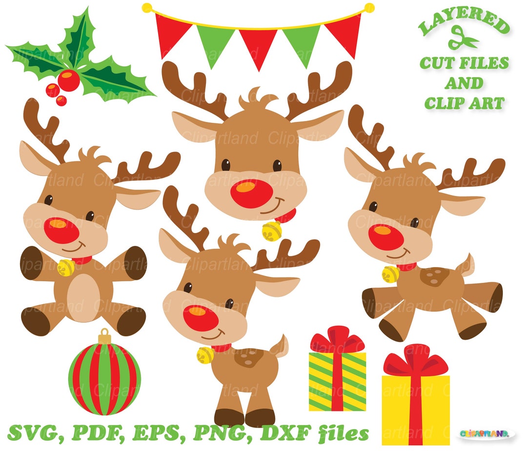 INSTANT Download. Cute Christmas Reindeer Cut Files and Clip Art ...