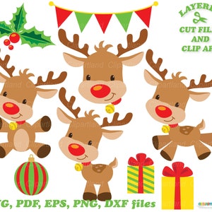 INSTANT Download. Cute Christmas Reindeer Cut Files and Clip Art ...