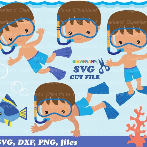 INSTANT Download. Snorkeling Boy Svg Cut Files and Clip Art. - Etsy