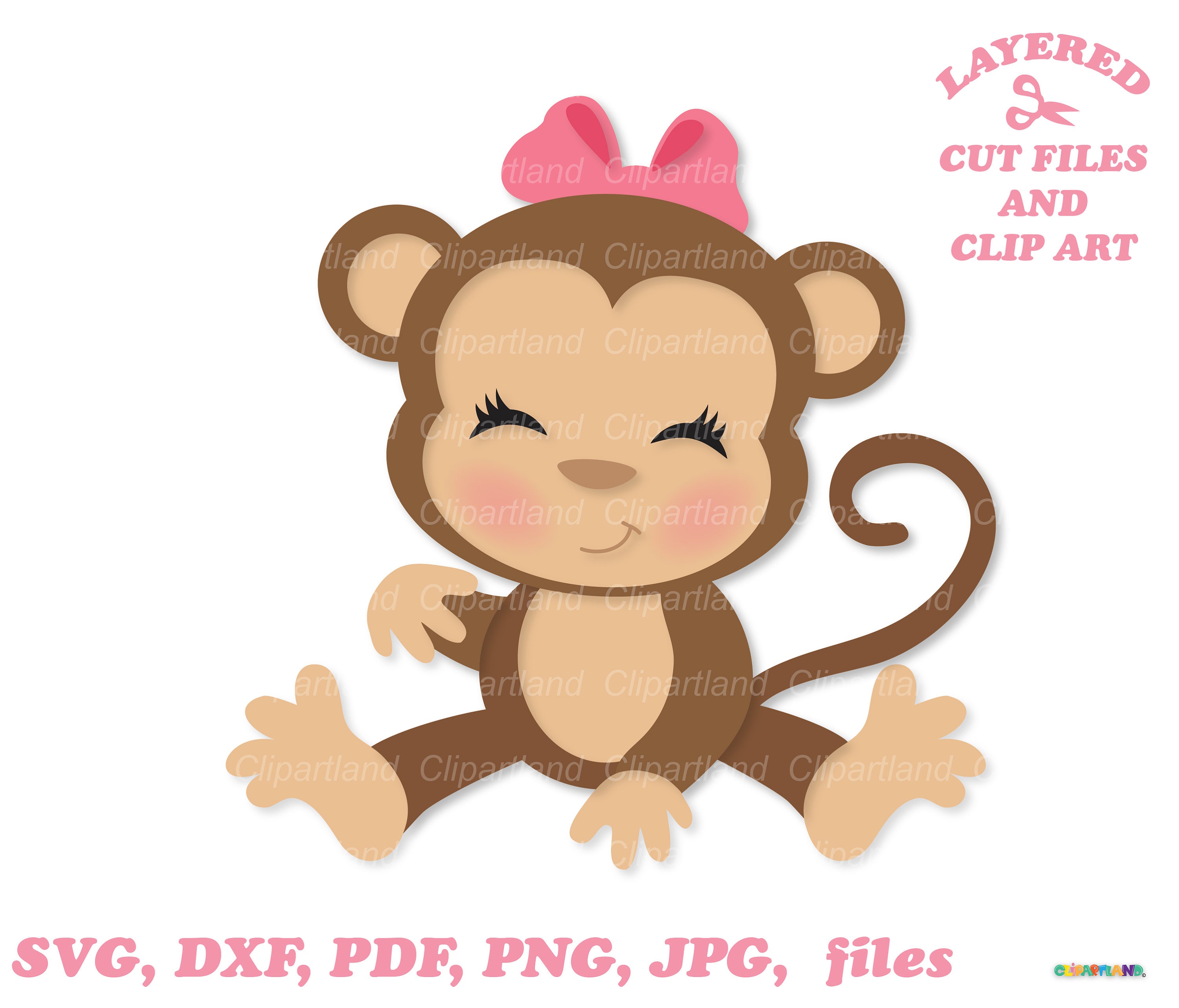 INSTANT Download. Cute Girly Monkey Svg Cut File and Clip Art. Personal ...
