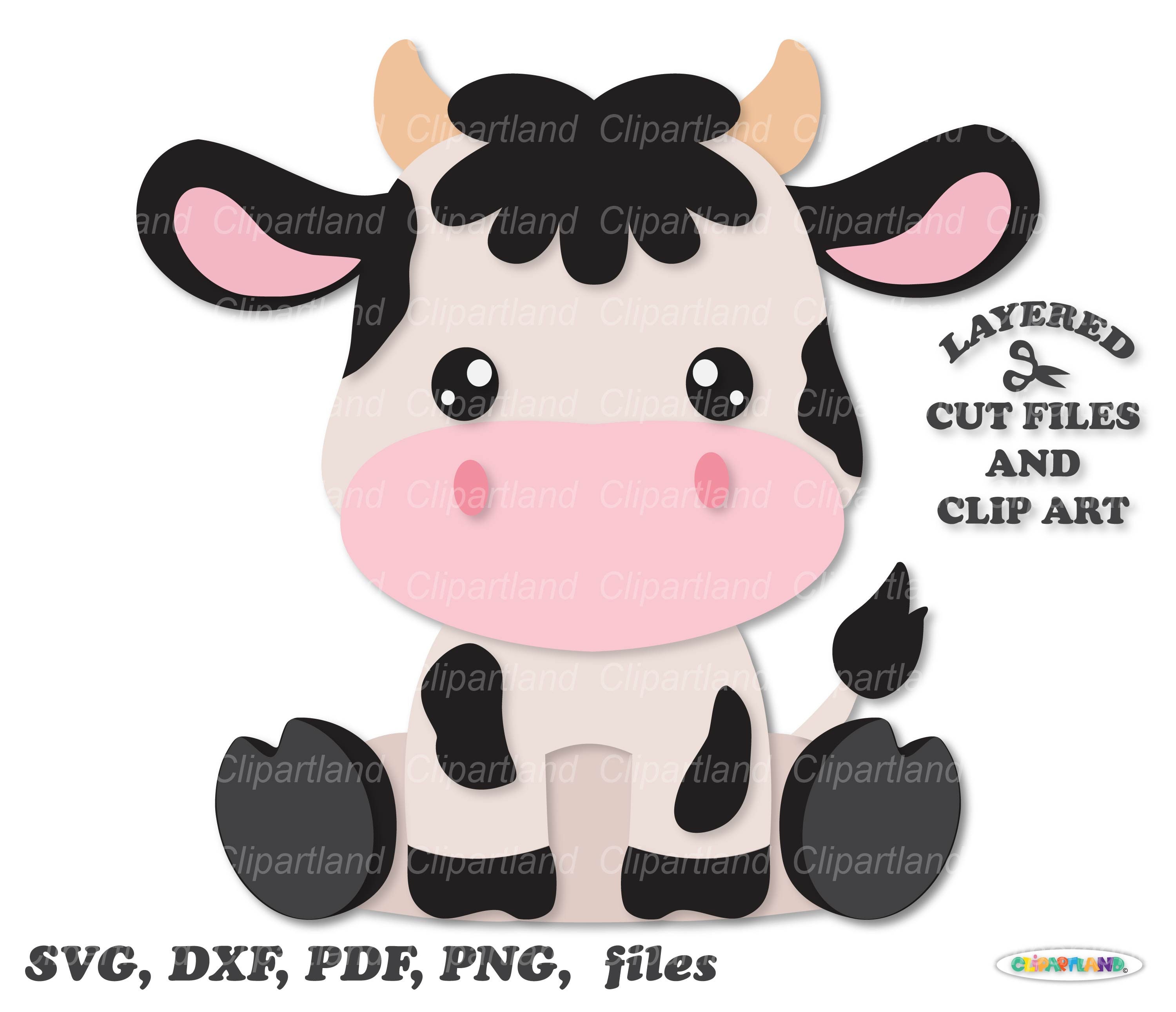 INSTANT Download. Cute Little Sitting Cow Cut File and Clip Art ...