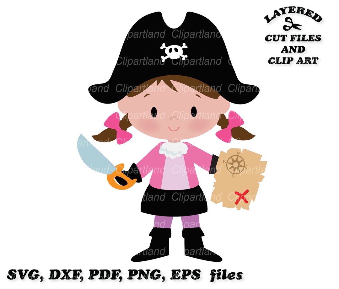 INSTANT Download. Cute Cartoon Pirate Captain Girl Svg Cut File ...
