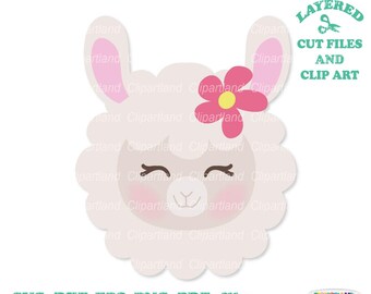 Llama Head and Face Vector Clipart Set / Outline & Stamp Drawing ...