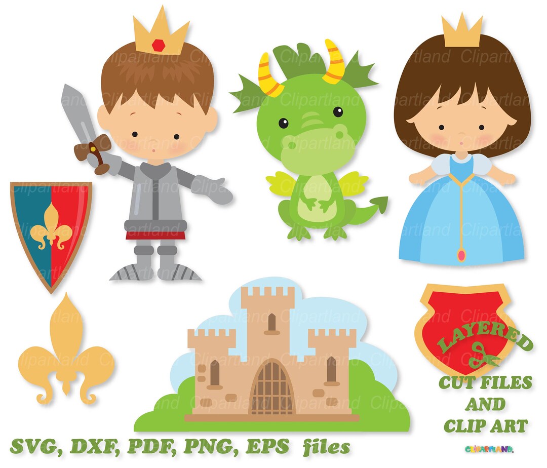 INSTANT Download. Medieval Knight, Princess and Dragon Bundle Svg Cut ...