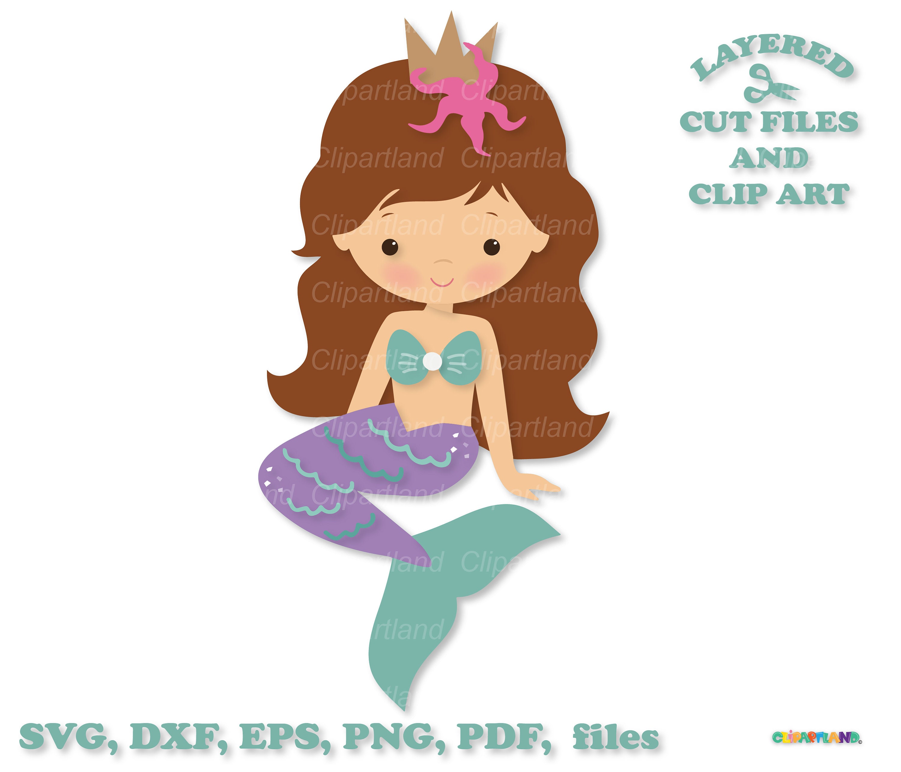 Instant Download Cute Sitting Mermaid Clip Art Svg Cut Etsy España