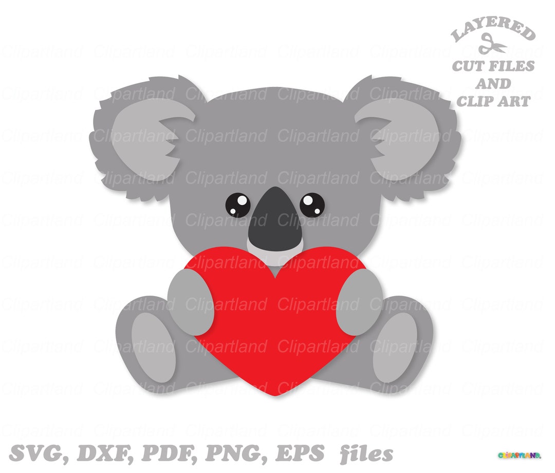 INSTANT Download. Cute Sitting Valentine Koala Bear Svg Cut File and ...
