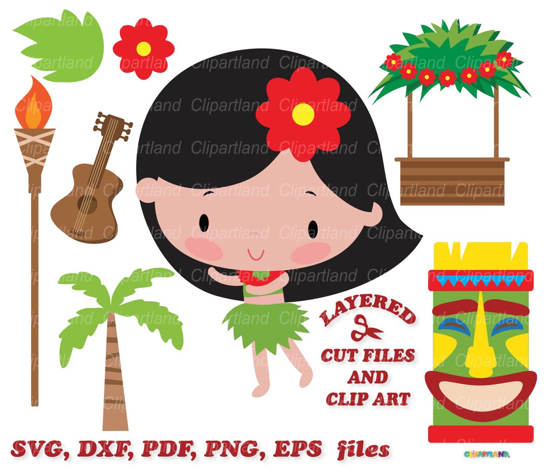 INSTANT Download. Cute Hula Dancer Girl Cut File. Personal and ...