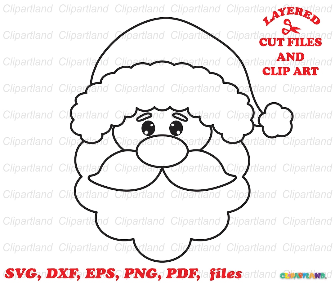 INSTANT Download. Cute Santa Face Outline Cut File and Clip Art ...