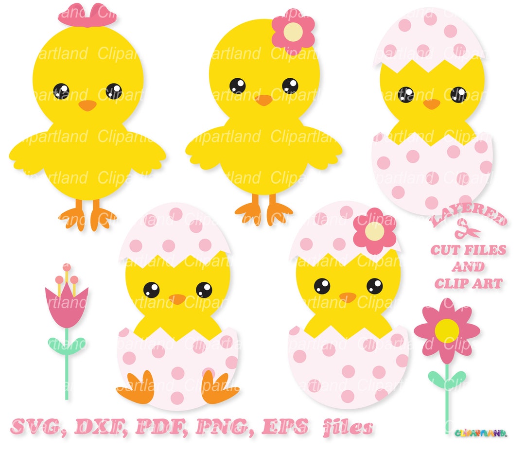 INSTANT Download. Cute Easter Chicks Girl Cut Files and Clip Art ...