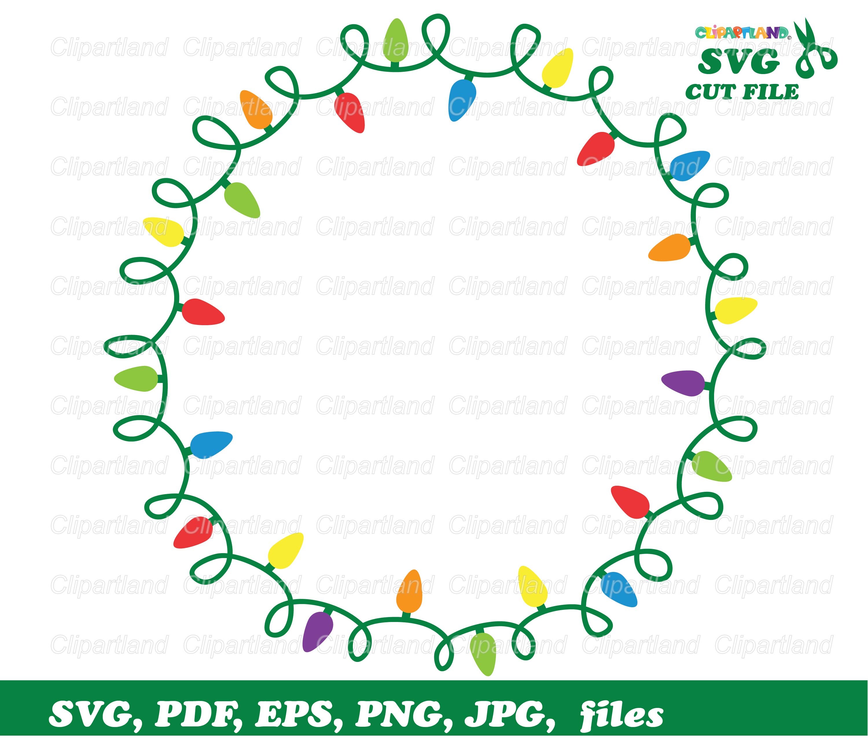 ON Sale Instant Download. Christmas Lights Round Frame Svg Cut | Etsy