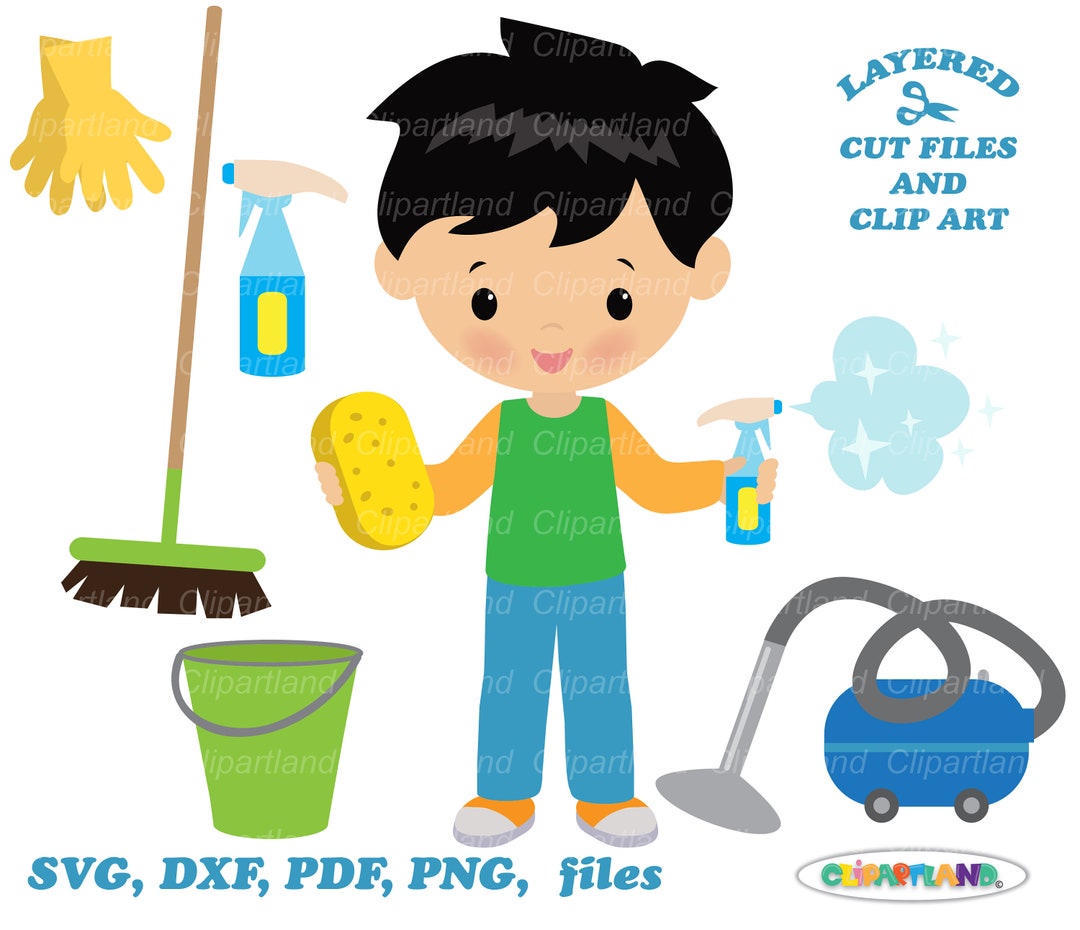 INSTANT Download. Cleaning Boy Svg Cut File and Clip Art. Commercial ...