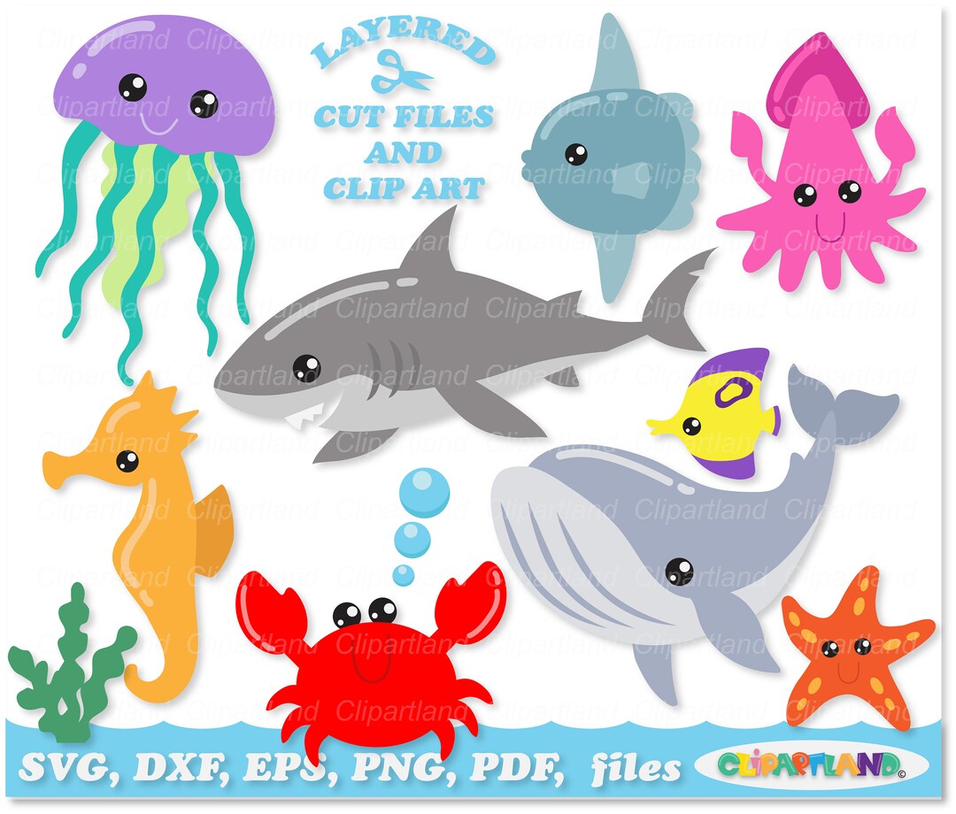 INSTANT Download. Cute Sea Animals Svg Cut File and Clip Art ...