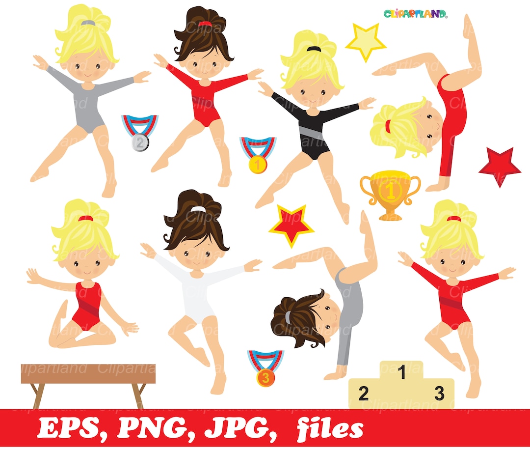 INSTANT Download. Girls Gymnasts Clip Art. Cgym_27_gymnastics.personal ...