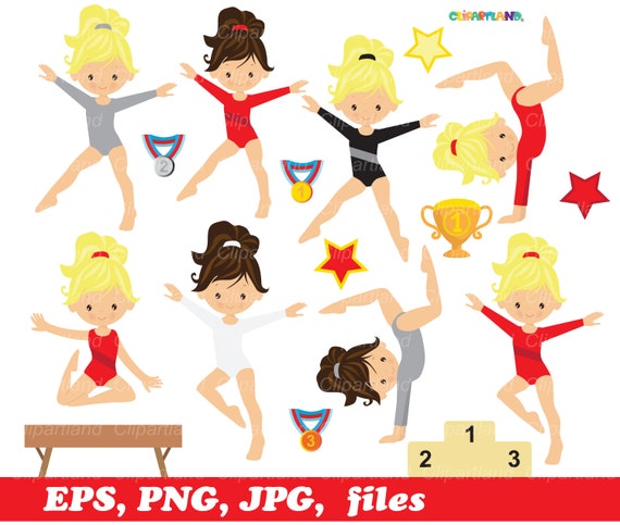 INSTANT Download. Girls Gymnasts Clip Art. - Etsy