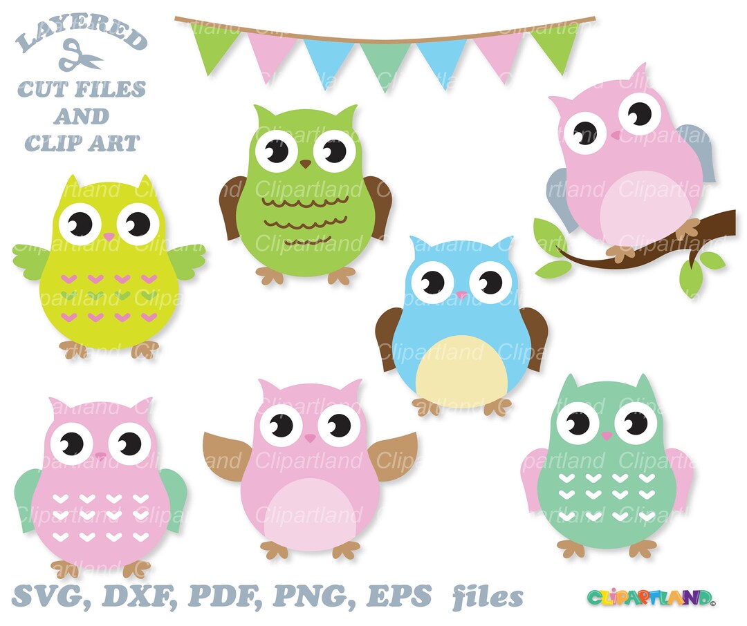 INSTANT Download. Cute Owl Bundle Cut File and Clip Art. Personal and ...