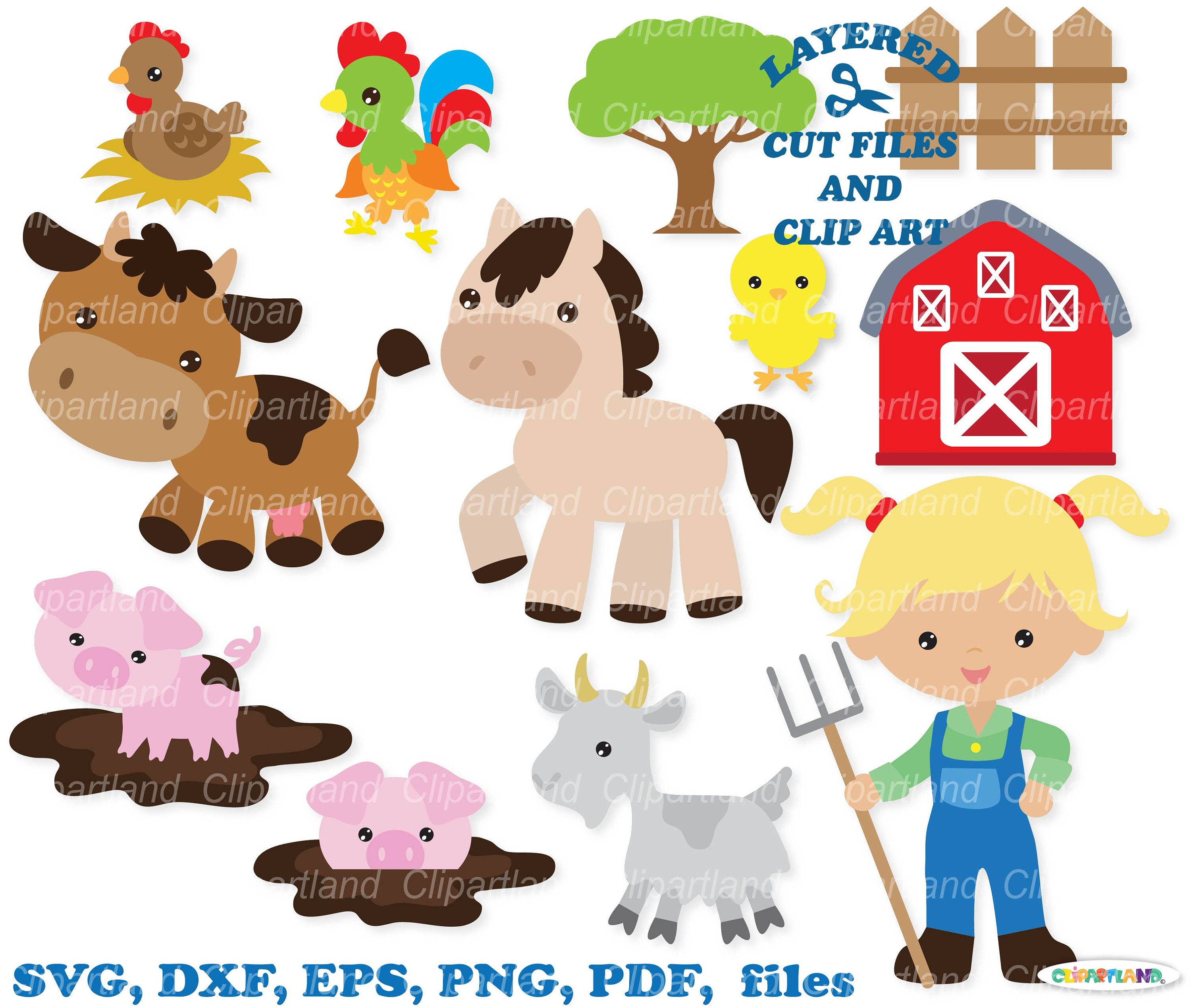 Farm Animals Clipart and Cut Files (digital Download) - Etsy