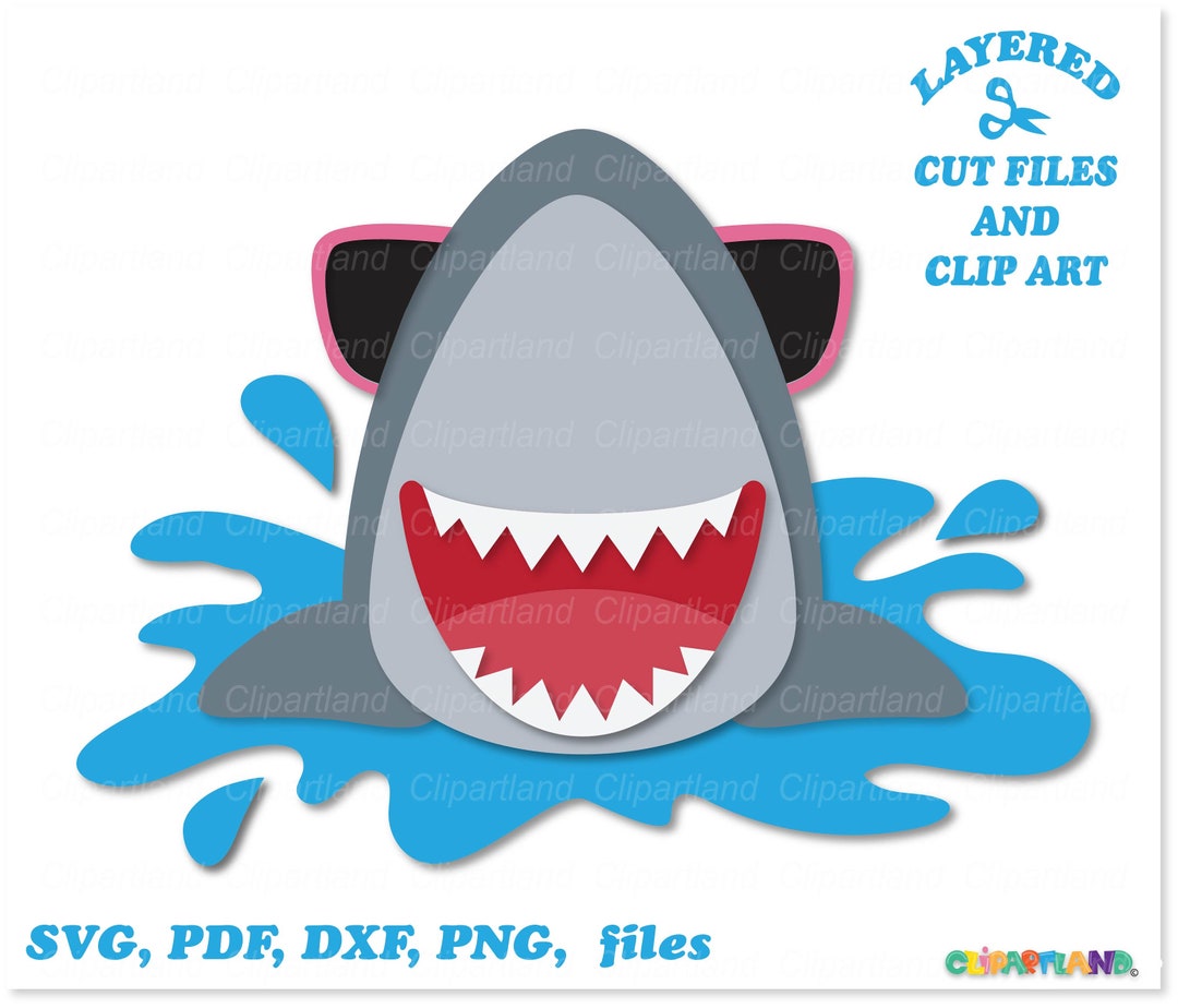 INSTANT Download. Cute Smiling Shark in Water Cut File and Clip Art ...