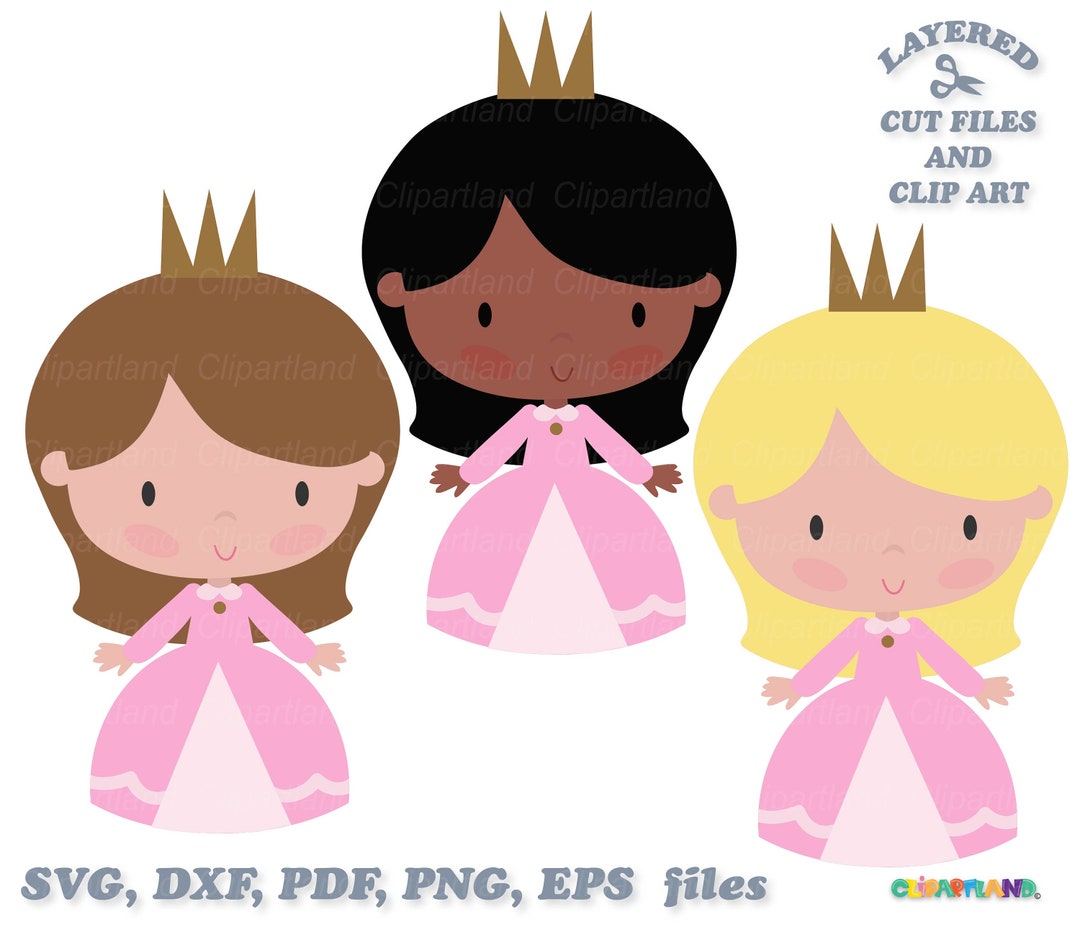 INSTANT Download. Cute Princess Girl Set Svg Cut File and Clip Art ...