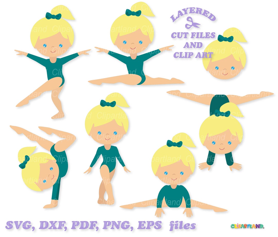 INSTANT Download. Cute Gymnast Girl Cut Files and Clip Art. Personal ...