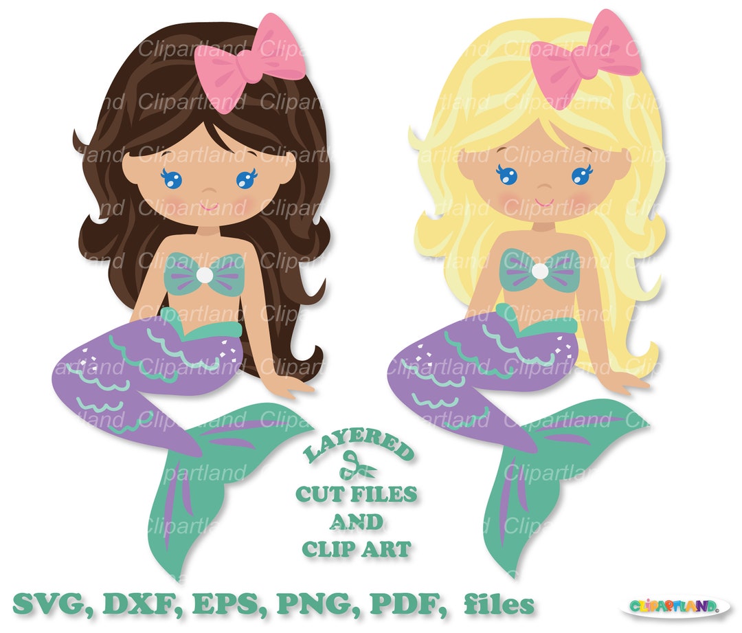 INSTANT Download. Cute Mermaids Svg Cut File and Clip Art. Commercial ...
