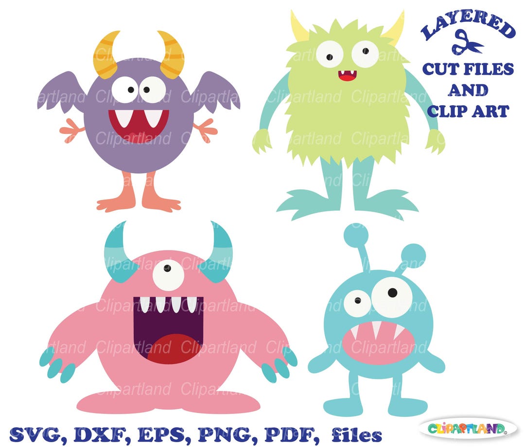 INSTANT Download. Cute Cartoon Monsters Cut Files and Clip Art ...