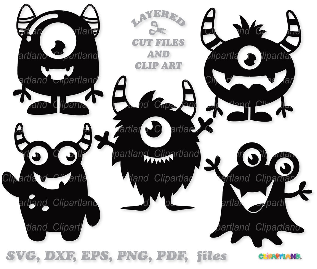 INSTANT Download. Cute Monster Silhouette Cut Files and Clip Art ...