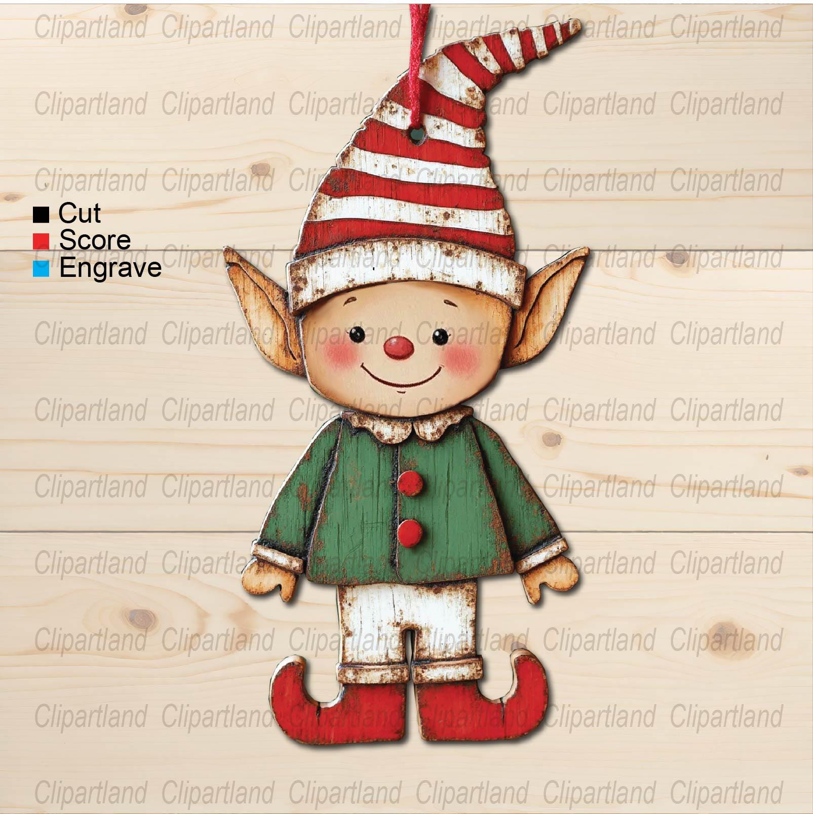 INSTANT Download. Christmas Elf Ornament for Laser Cutting. Glowforge, Cnc Laser File Svg. E_1 ...