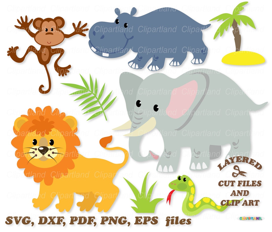 INSTANT Download. Jungle Animals Cut File and Clip Art. Personal and ...