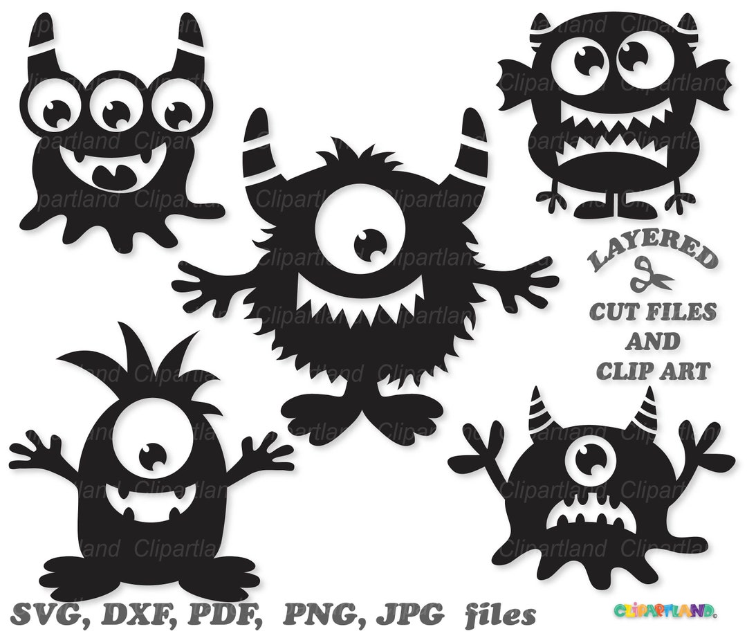 Monster Silhouette Cut Files, Clip Art (svg, Pdf, Png, Dxf, Eps) - Etsy