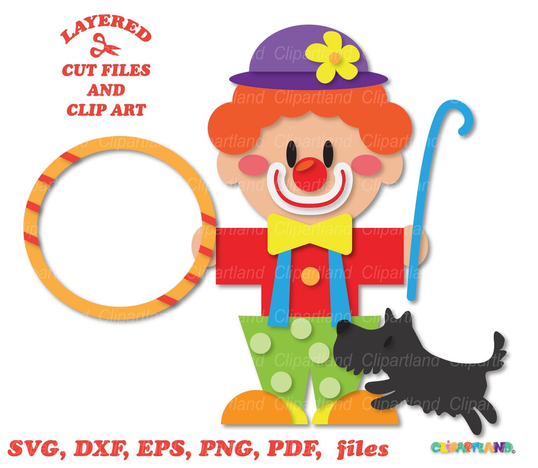 INSTANT Download. Cute Retro Circus Clown Svg Cut File and Clip Art. C ...
