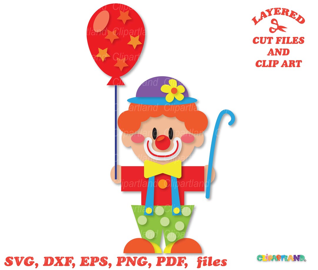 INSTANT Download. Cute Retro Circus Clown Svg Cut File and Clip Art. C ...