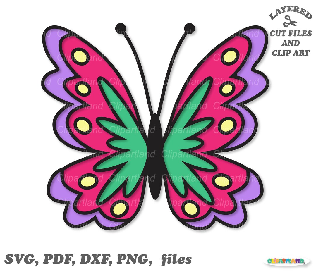 INSTANT Download. Colorful Butterfly Cut File and Clip Art. Personal ...