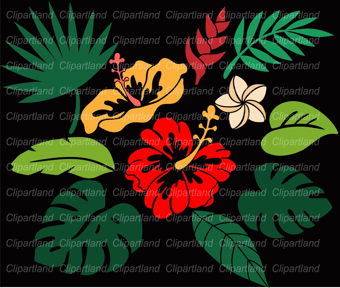 INSTANT Download. Tropical Flowers and Leaves Svg Cut File and - Etsy