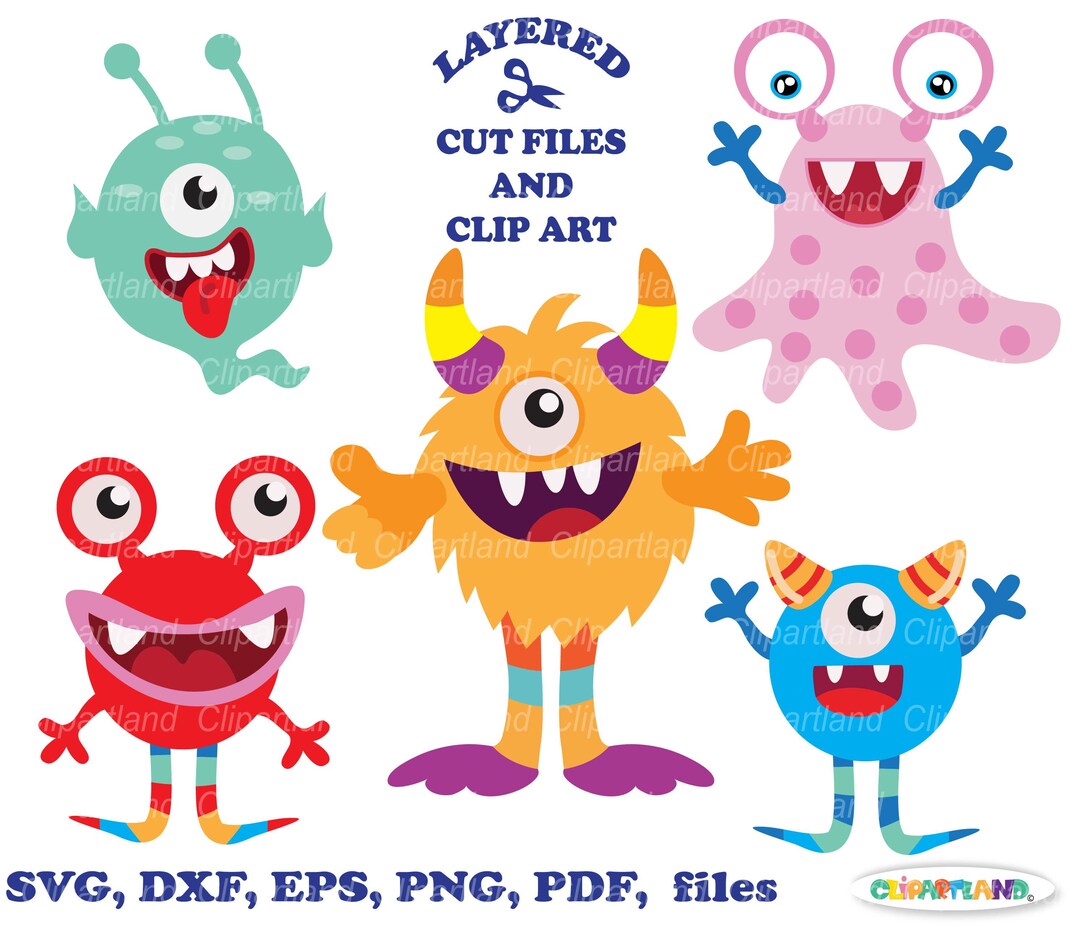INSTANT Download. Cute Cartoon Monsters Cut Files and Clip Art ...