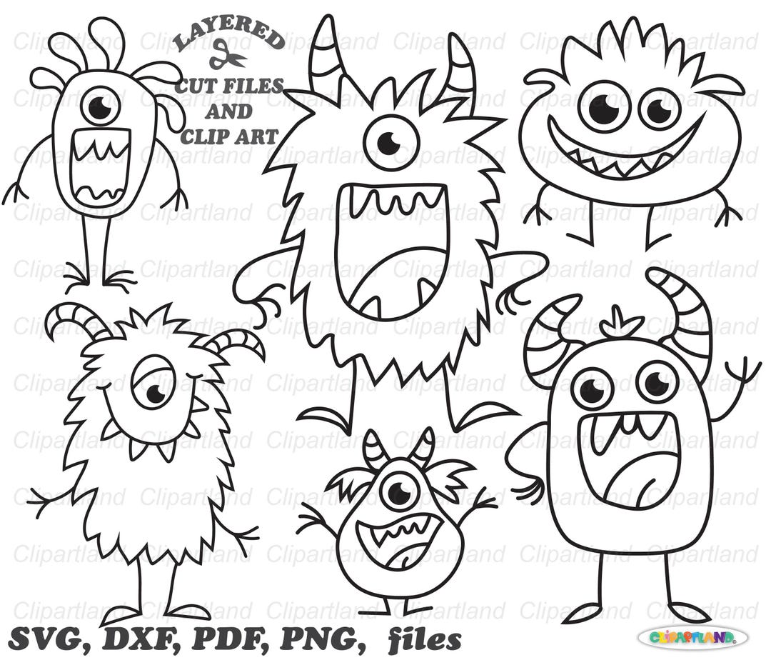 INSTANT Download. Doodle Stick Figure Monsters Bundle Svg Cut Files and ...