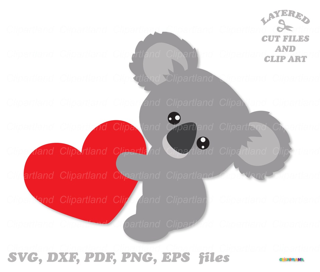 INSTANT Download. Cute Valentine Koala Bear Svg Cut File and Clip Art ...