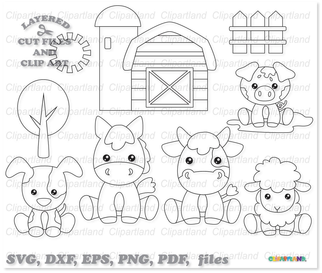 INSTANT Download. Farm Animals Digital Stamp Cut Files and Clip Art ...