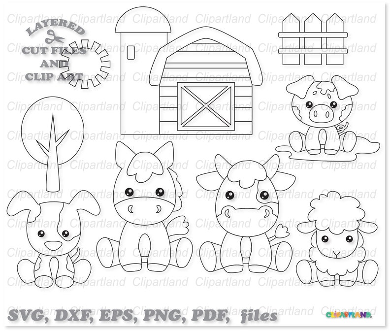 INSTANT Download. Farm Animals Digital Stamp Cut Files and - Etsy