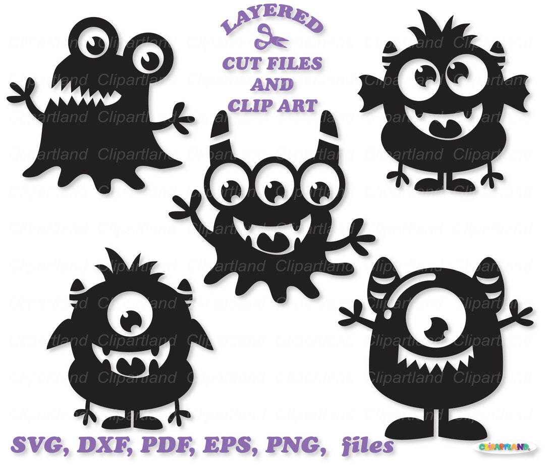 INSTANT Download. Cute Little Monster Silhouette Svg Cut File and Clip ...