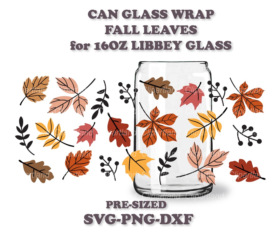 INSTANT Download. Fall Leaves Libbey Can Glass Wrap Template Svg, Png ...