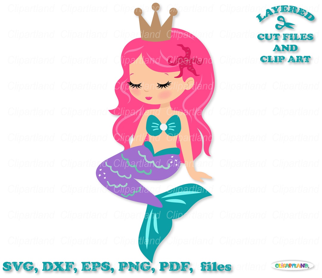 INSTANT Download. Cute Sitting Mermaid Princess Cut Files and Clip Art ...