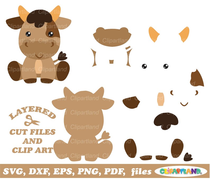INSTANT Download. Cute Sitting Cow Svg Dxf Cut Files and Clip | Etsy