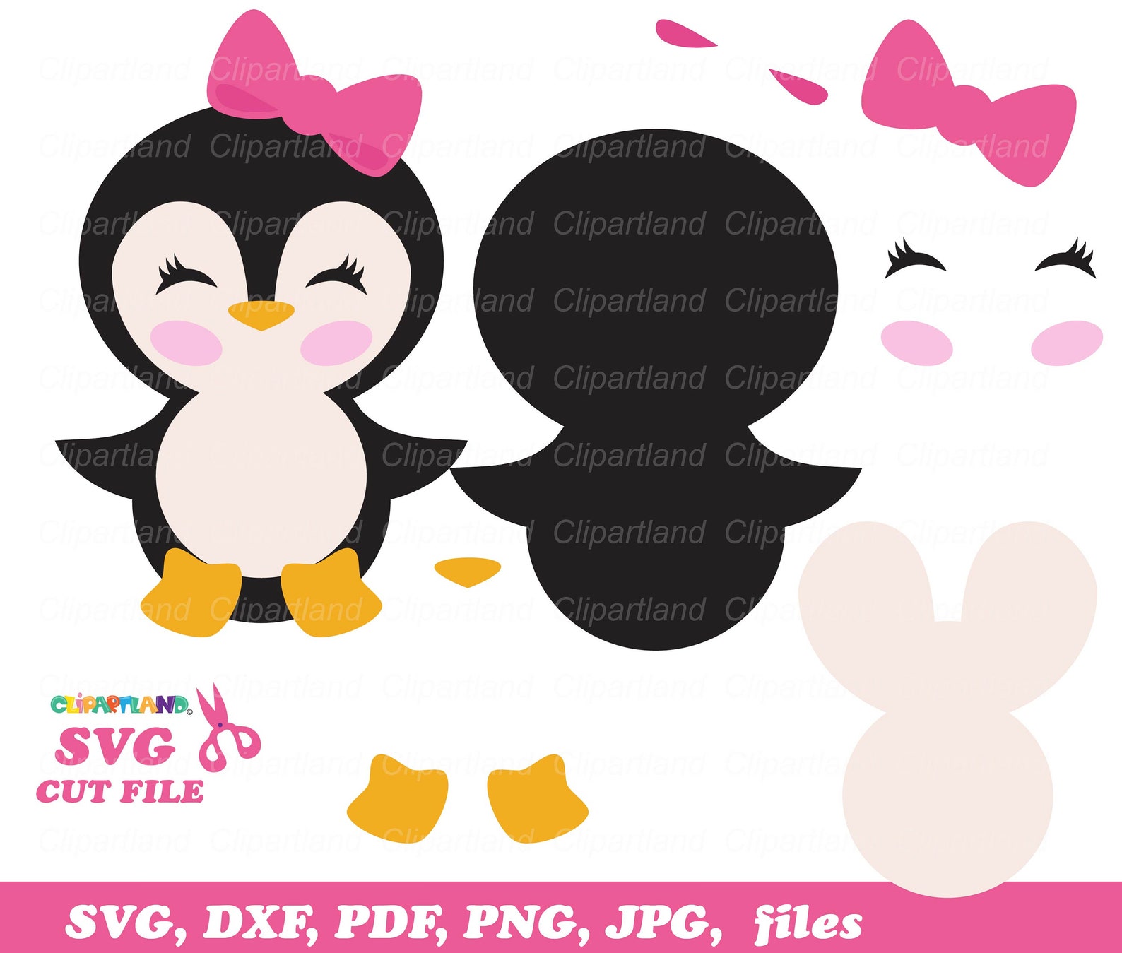 Penguin Girl Clipart: Layered SVG, PNG, PDF (instant Download) - Etsy