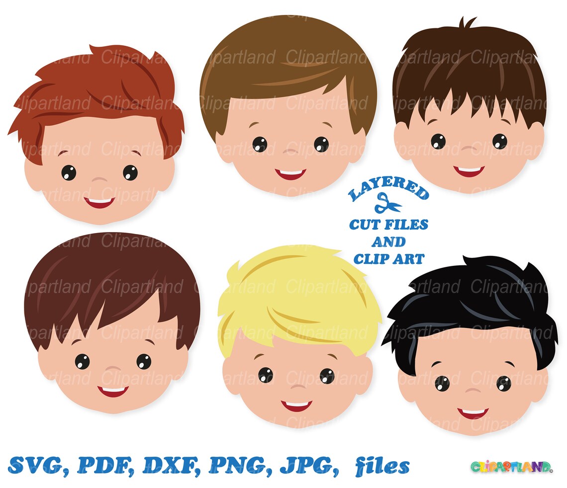 INSTANT Download. Boy Face Svg Cut Files and Clip Art. Personal and ...