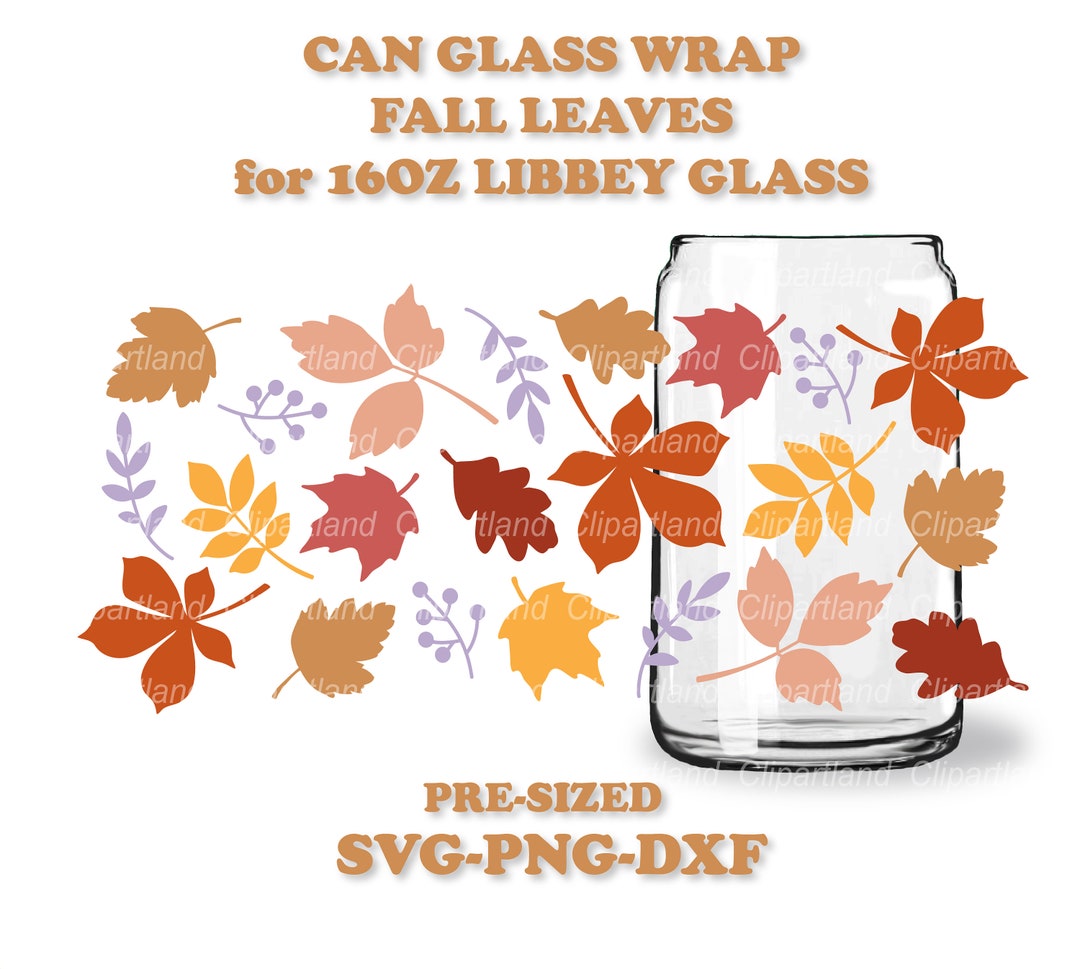 INSTANT Download. Fall Leaves Libbey Can Glass Wrap Template Svg, Png ...